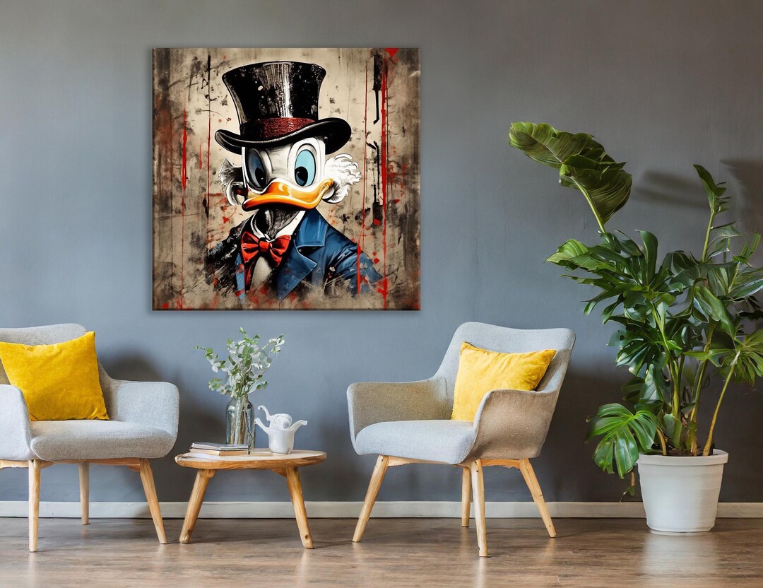 Young Donald Duck Square Pop Art Oil Painting or Canvas Print, Donald ...