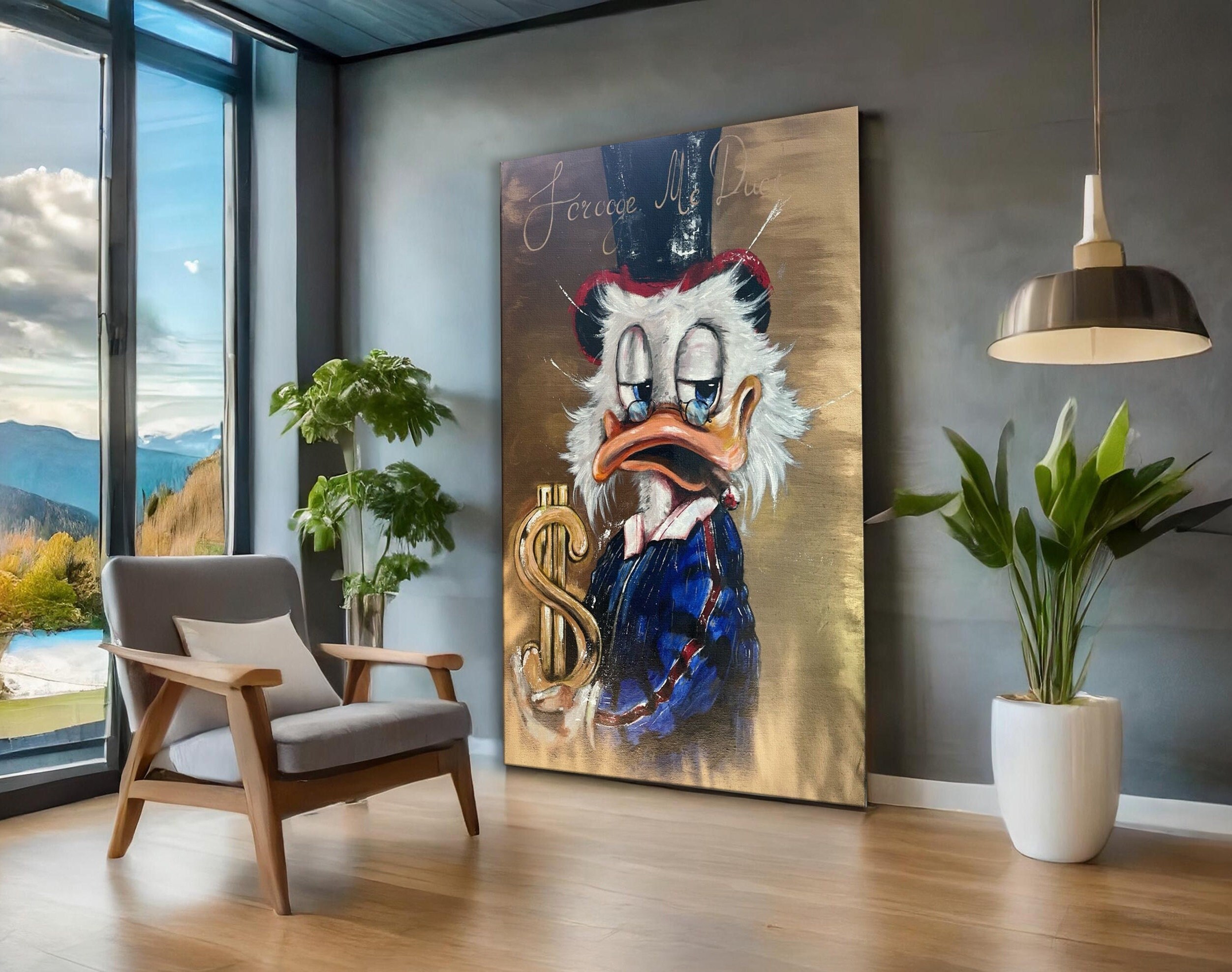 Scrooge Mcduck Portrait Pop Art Oil Painting or Canvas Print, Scrooge ...