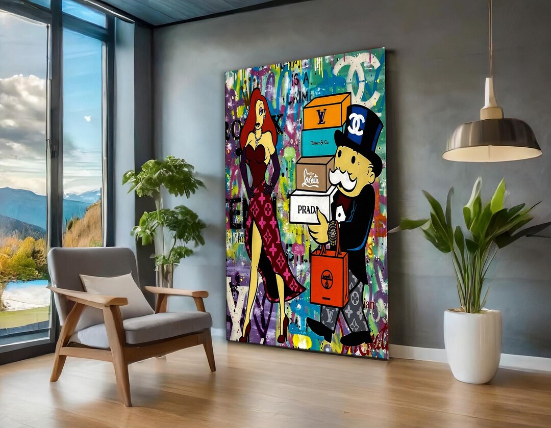 Monopoly's Young Lover Pop Art Oil Painting or Canvas Print, Monopoly ...