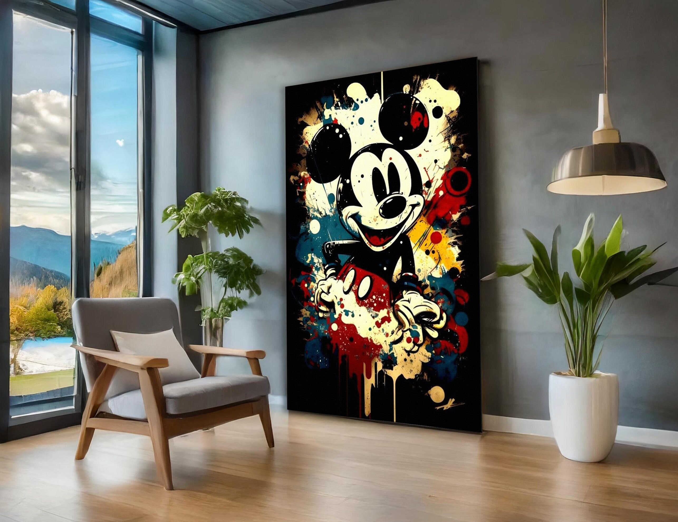 Abstract Mickey Mouse Pop Art Oil Painting or Canvas Print, Mickey ...