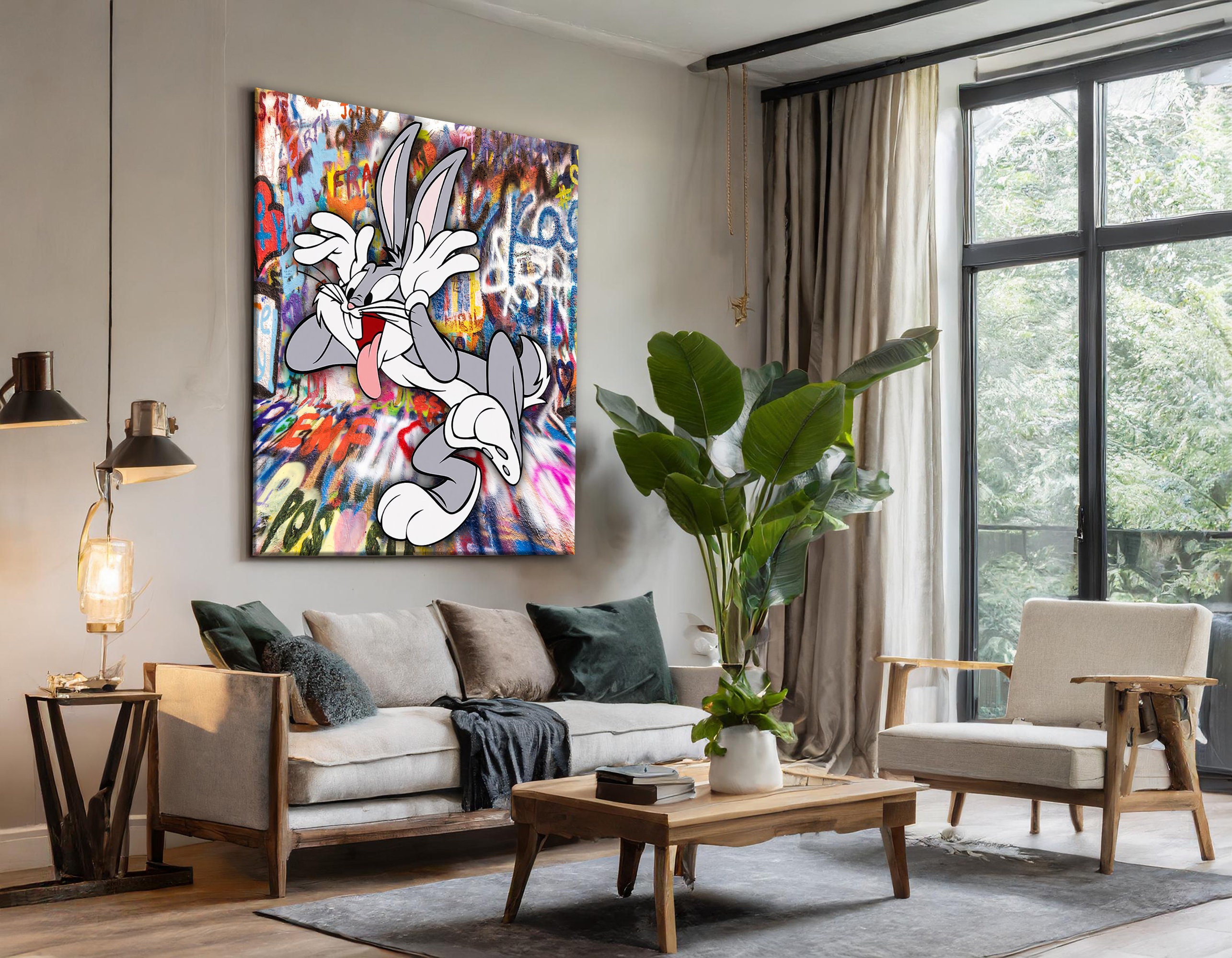 Bugs Bunny Pop Art Graffiti Canvas, Banksy Bugs Bunny Graffiti Luxury ...