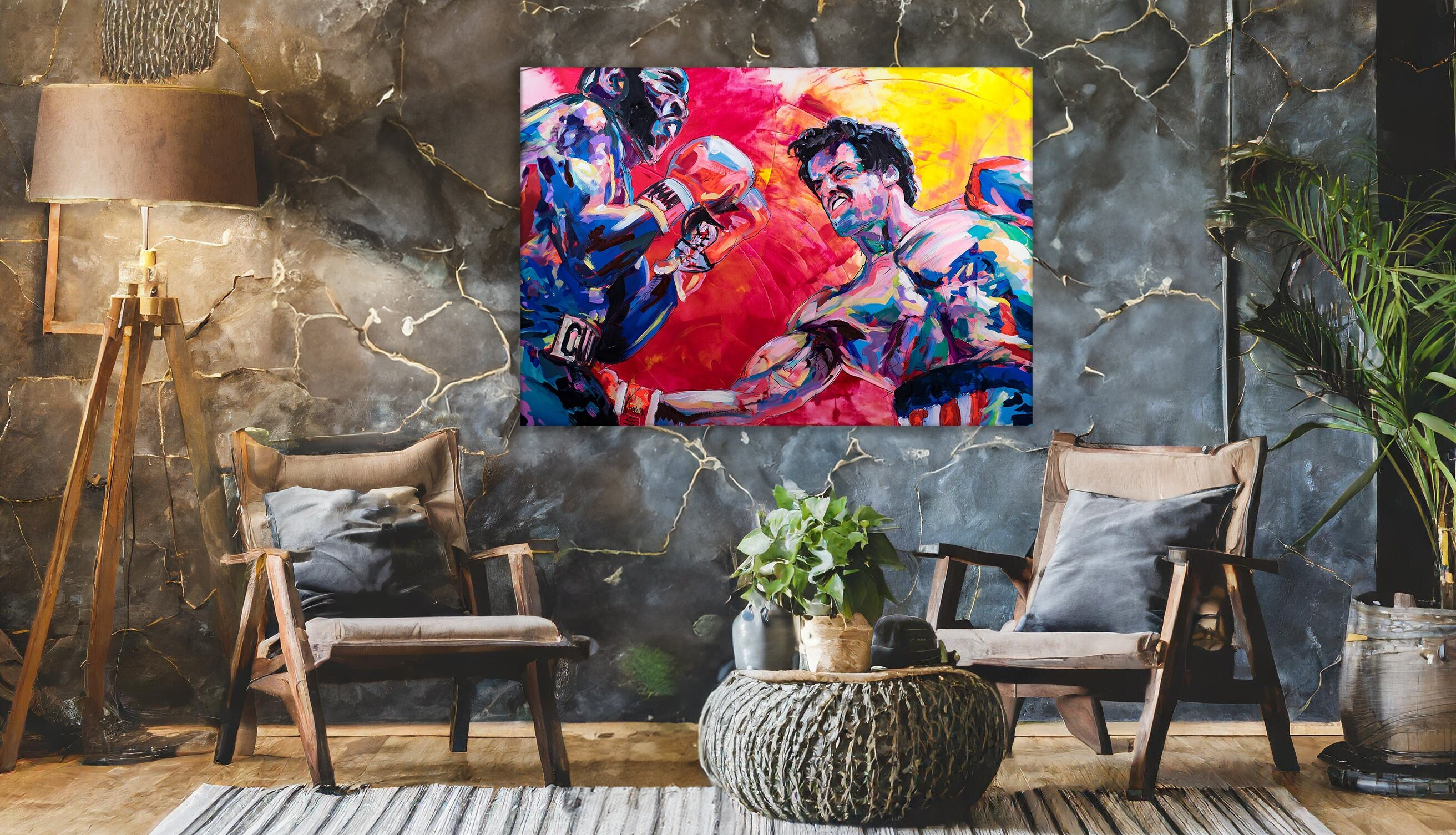Rocky Balboa and Clubber Lang Boxing Match Canvas, Leroy Neiman Art ...