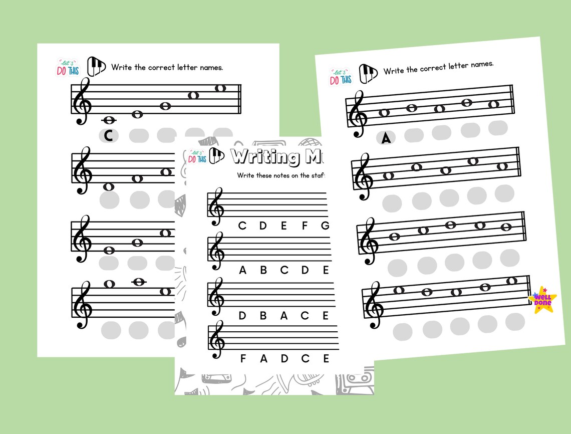 Piano Notes Learning Worksheets Trebel Clef Worksheets Beginner Music ...