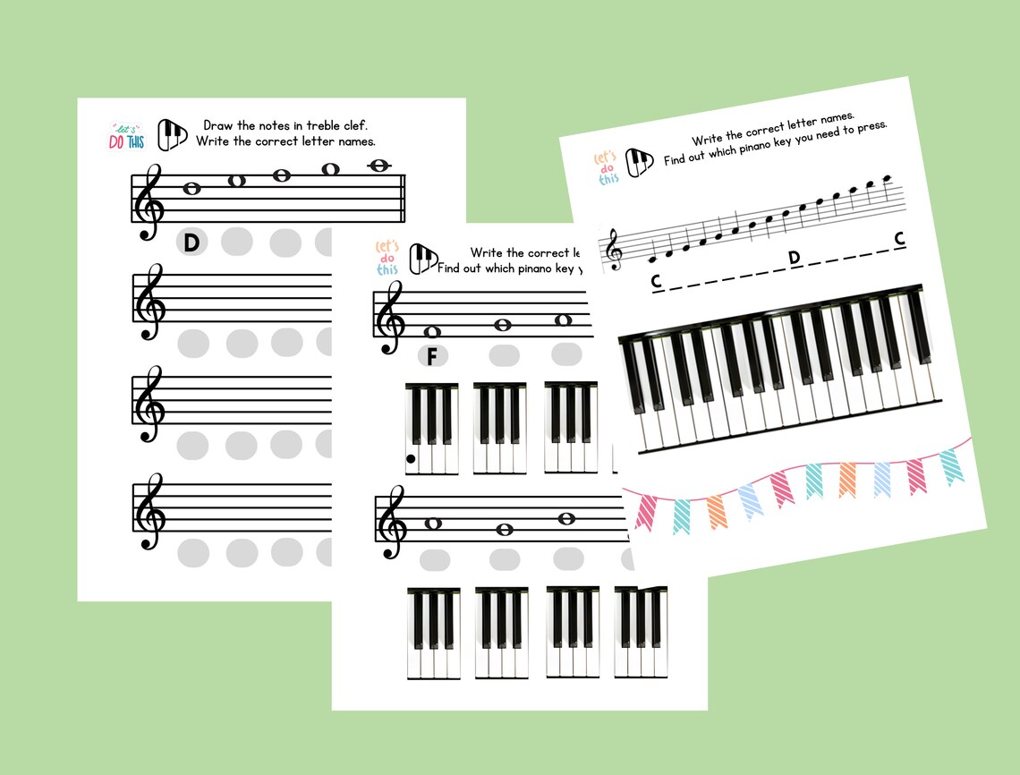 Piano Notes Learning Worksheets Trebel Clef Worksheets Beginner Music ...