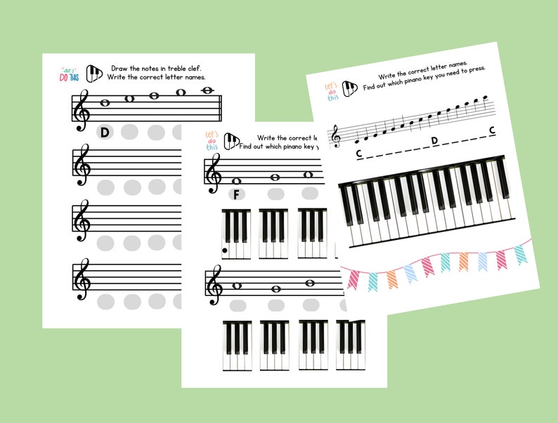 Piano Notes Learning Worksheets Trebel Clef Worksheets Beginner Music ...