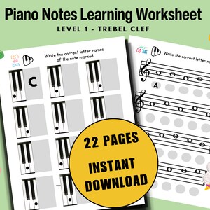 Piano Notes Learning Worksheets Trebel Clef Worksheets Beginner Music ...