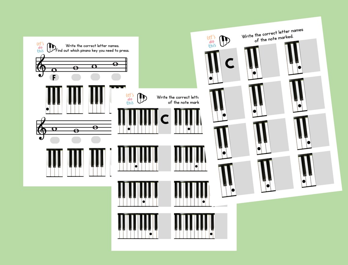 Piano Notes Learning Worksheets Trebel Clef Worksheets Beginner Music ...