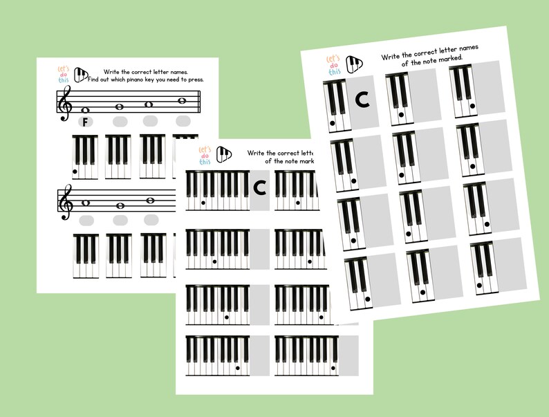 Piano Notes Learning Worksheets Trebel Clef Worksheets Beginner Music ...