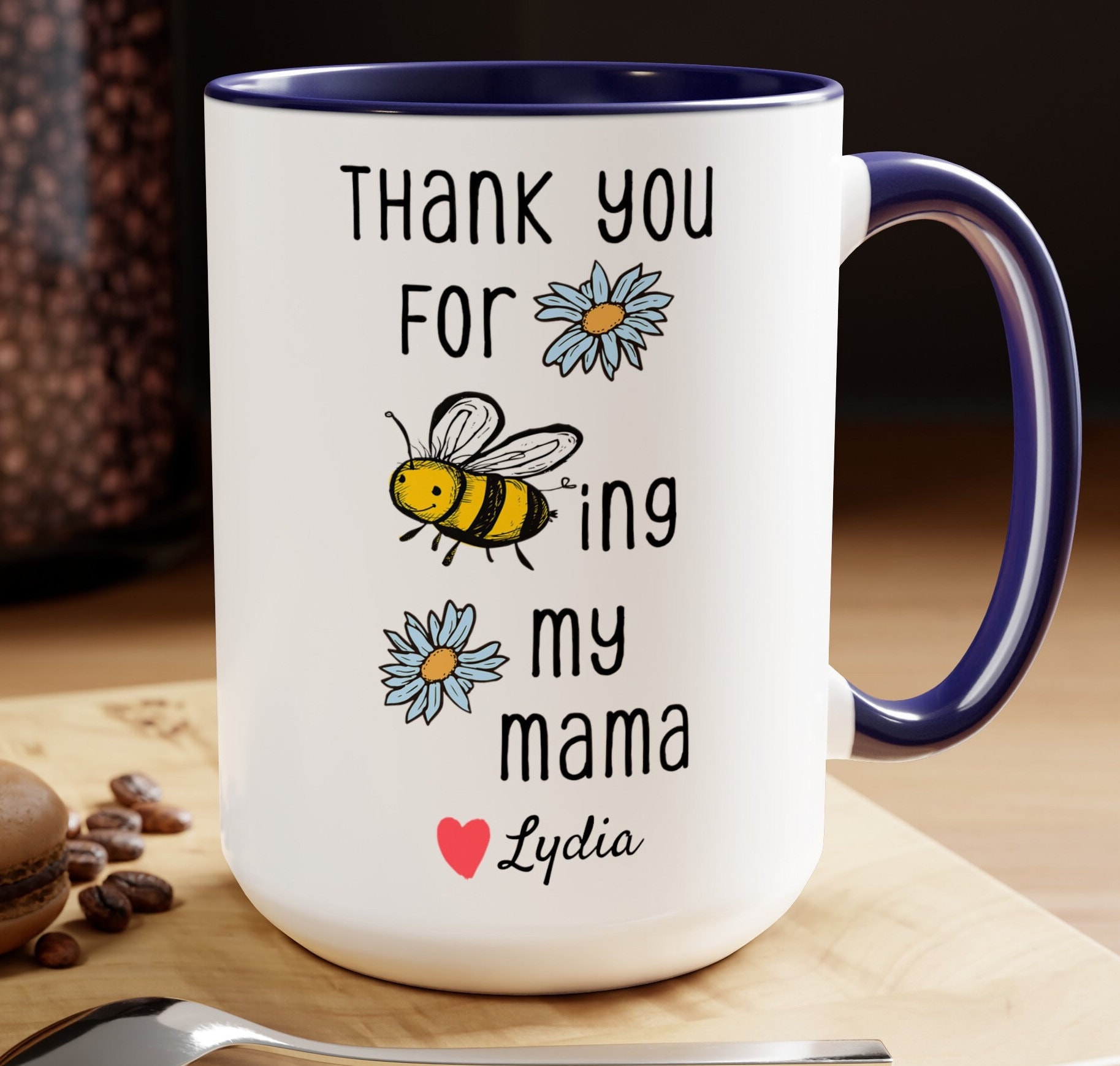 Thank You Mama Coffee Mug, Bee Mug, Thank You Mom Mug, Mother's Day ...