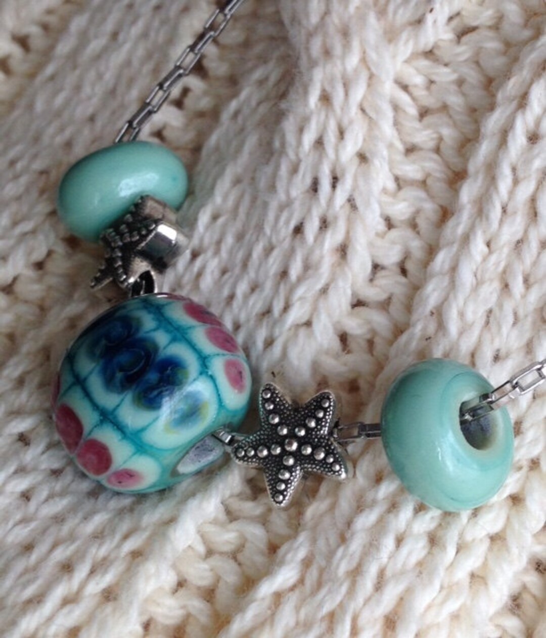 Casual Lampwork Bead Necklace Stainless Steel Necklace - Etsy