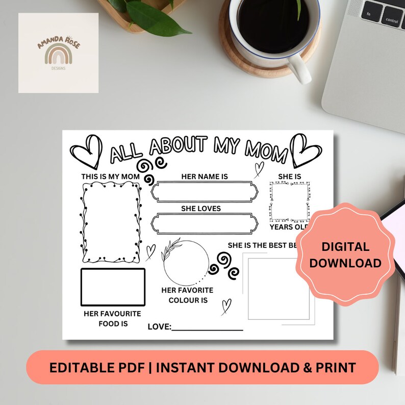 Mothers Day Printout, Printable Mom Sheet, School Project, Kindergarten ...