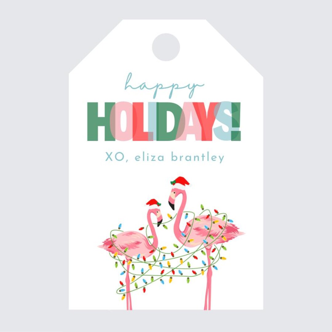 Personalized Gift Tags: Pink Flamingos Christmas Holiday 2x3 - Etsy