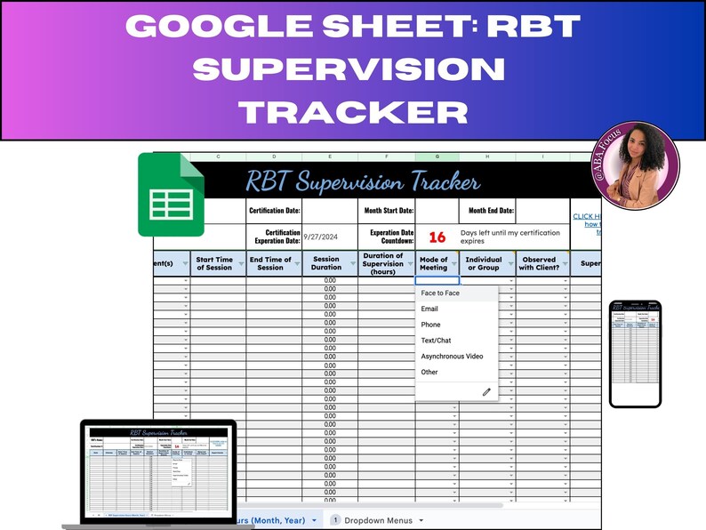 Google Sheet: RBT Supervision Tracker - Etsy