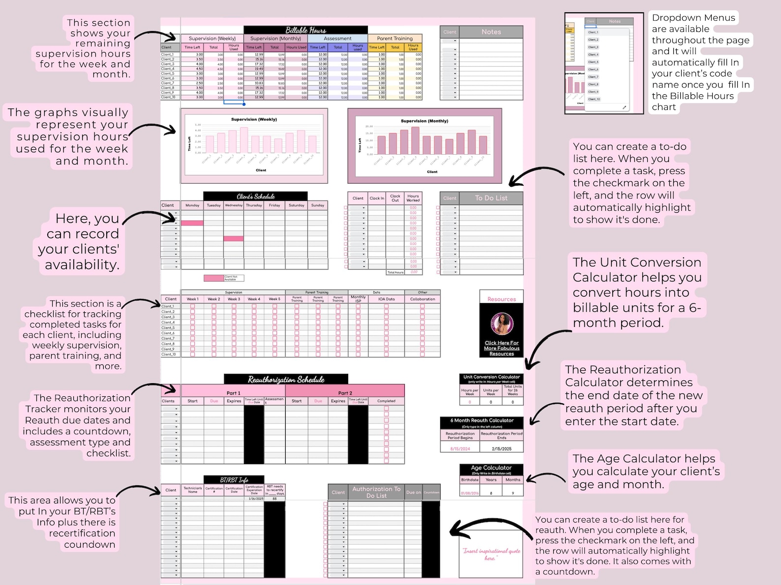 BCBA Caseload Organizer: All-in-one Google Sheet - Etsy