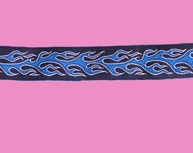 DIY Black Blue Jacquard Flame Ribbon 2yds - Etsy