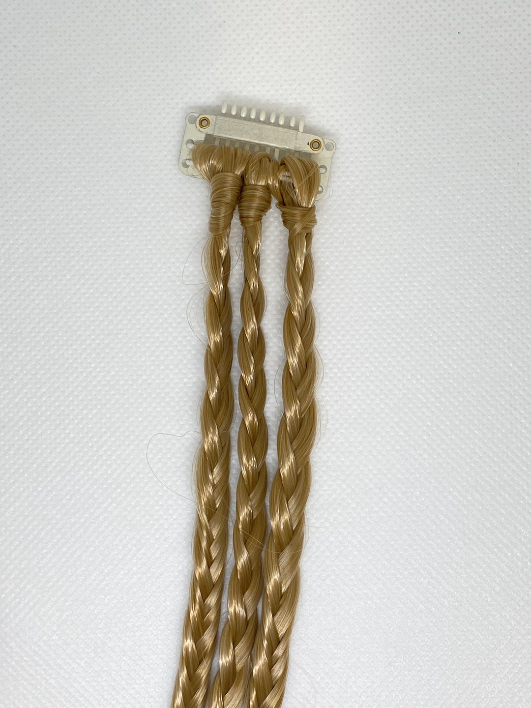 22 Golden Blonde Clip-in Braid Extensions 3-strand Synthetic Hair Piece ...