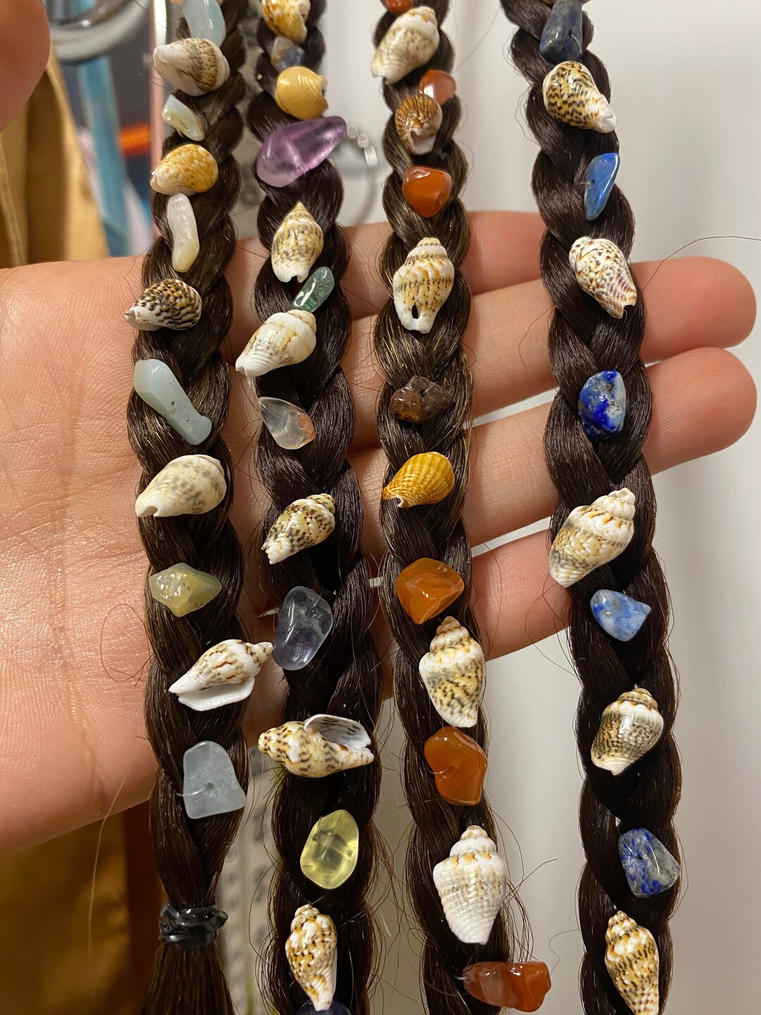 Custom Clip-in Braids With Natural Stones and Shells TRENZA ...