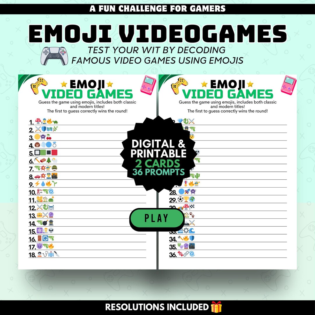 Guess the Video Game Emoji Pictionary Themed, Birthday Gathering Fun ...