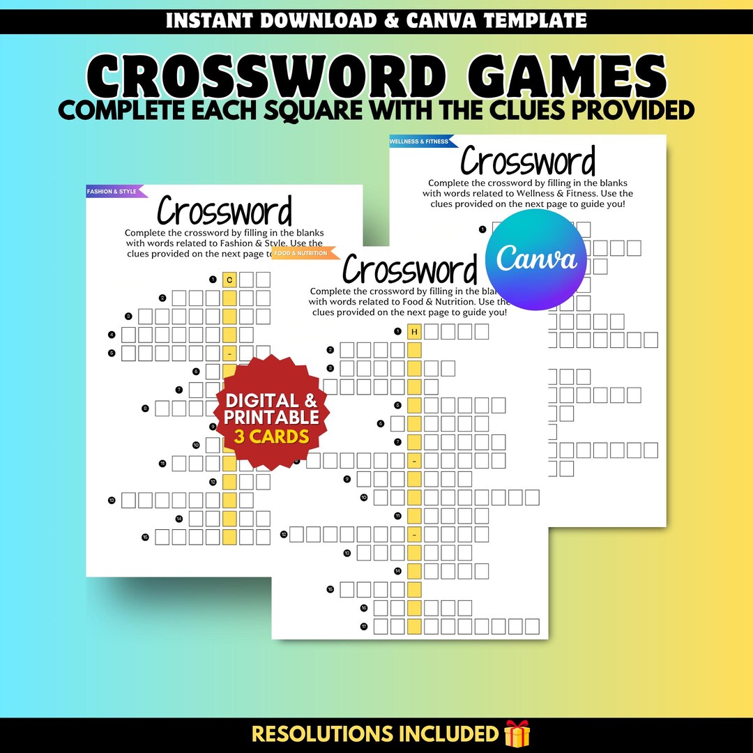 Editable Crossword Puzzle With Clues for Party Guests, Sip and Solve ...