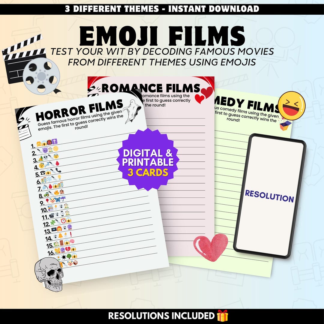 Guess the Movie Emoji Pictionary Themed Game, Nursing Emoji Games, Fun ...