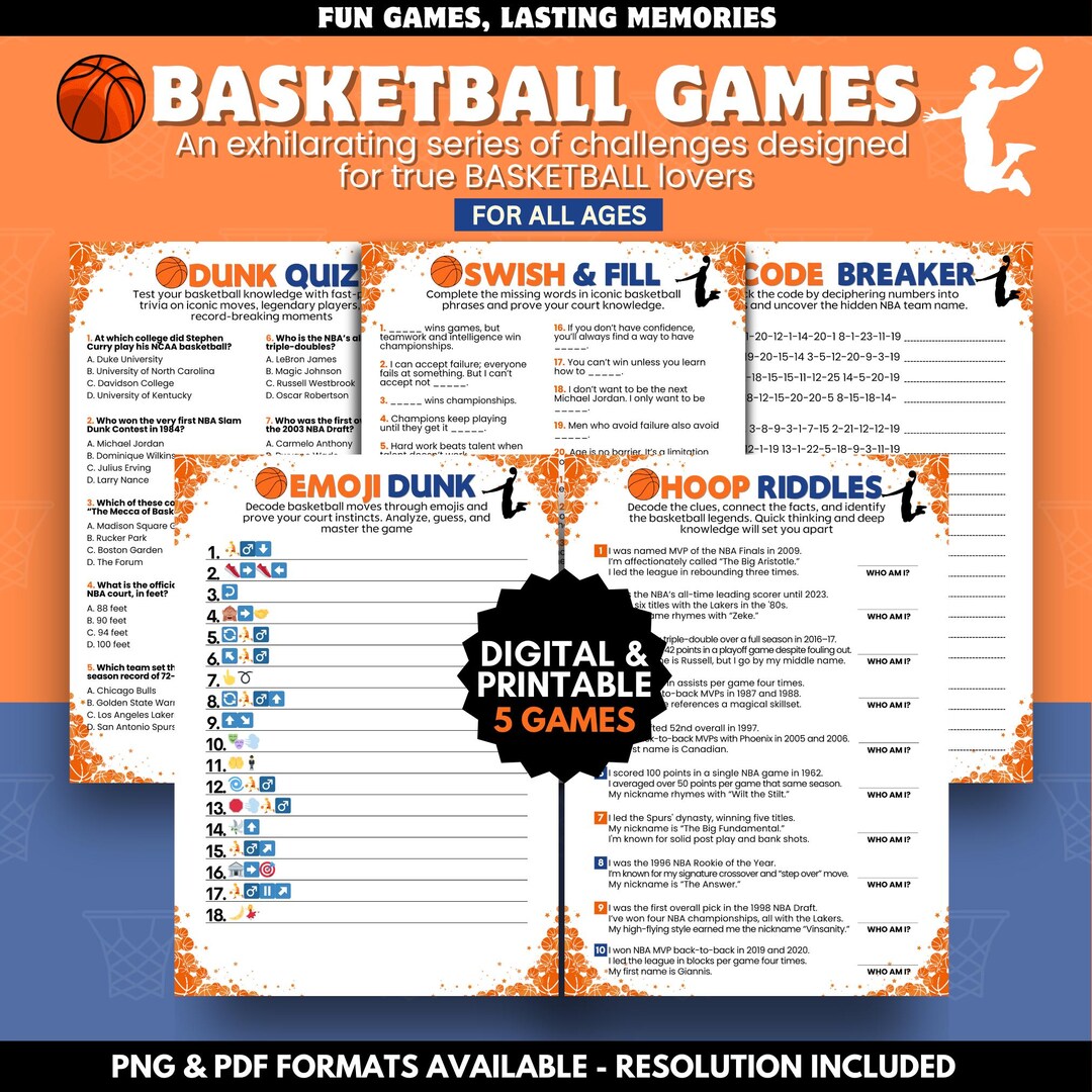 Basketball Team Building Game Bundle, Summer College Kids Teen Party ...
