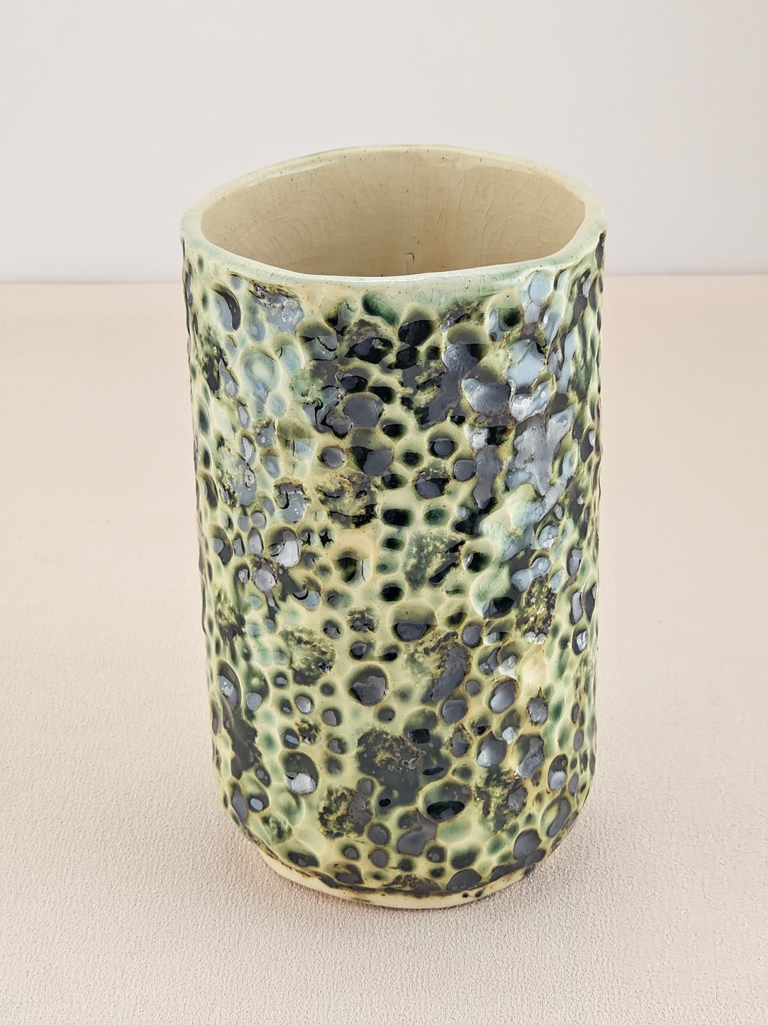 Green Irridescent Stone Texture Ceramic Vase - Etsy