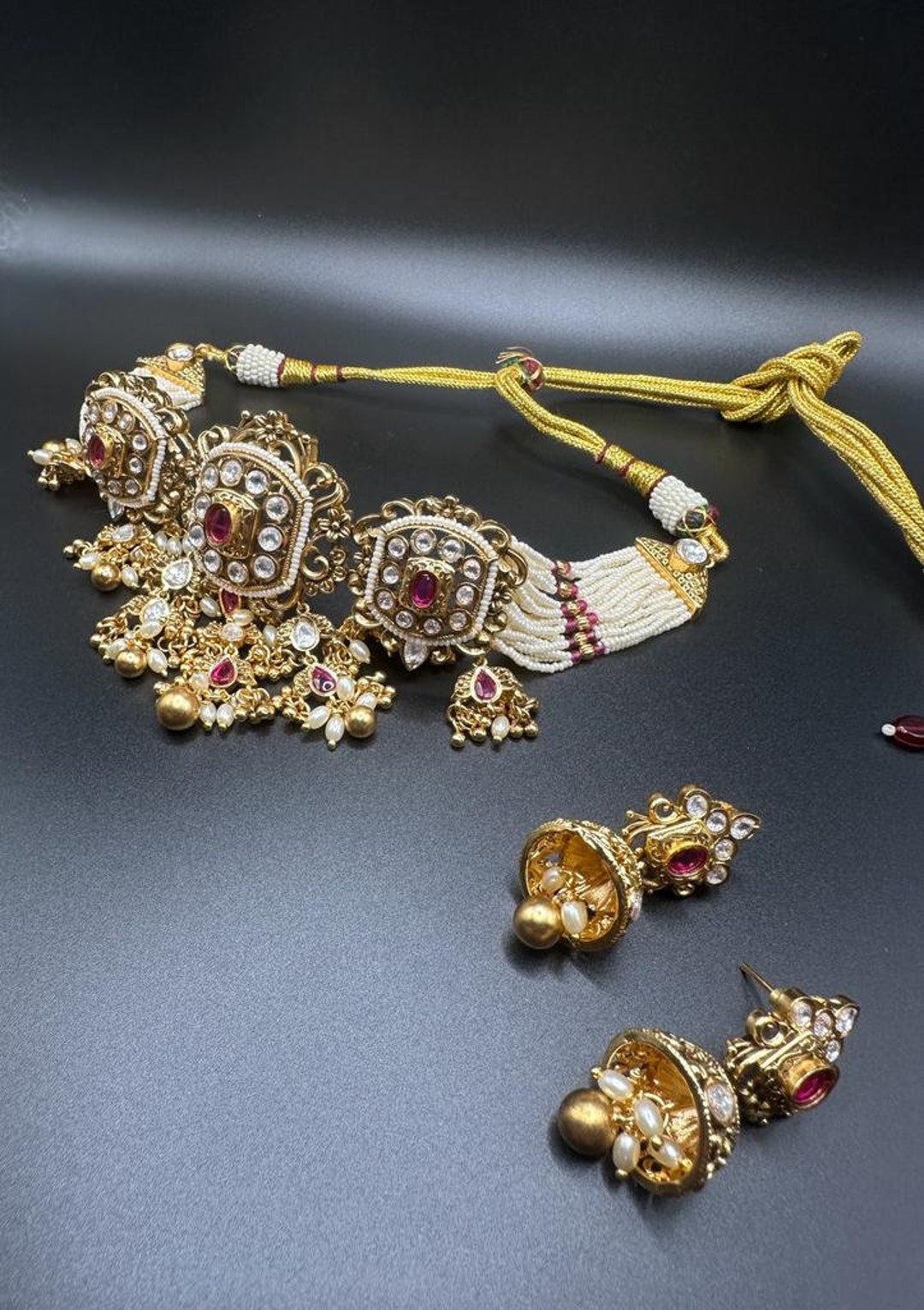 Pachi Kundan Choker Set Desi Jewelry Set Indian Festive Jewelry Jewelry ...