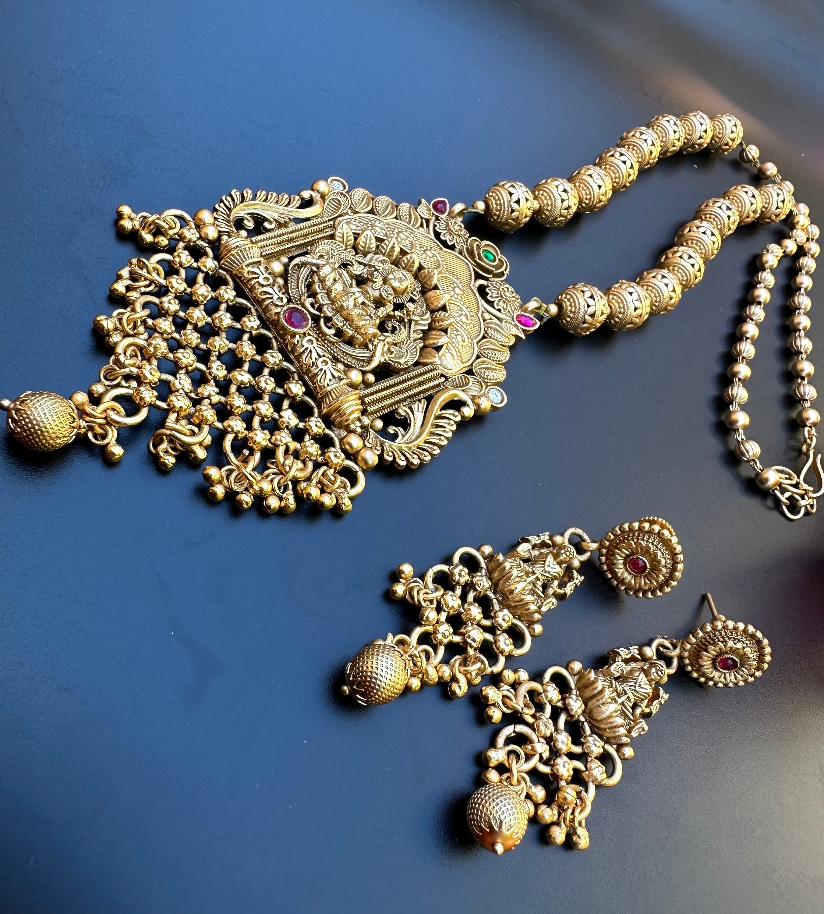 One Gram Gold Long Temple Jewelry Set Temple Jewelry - Etsy