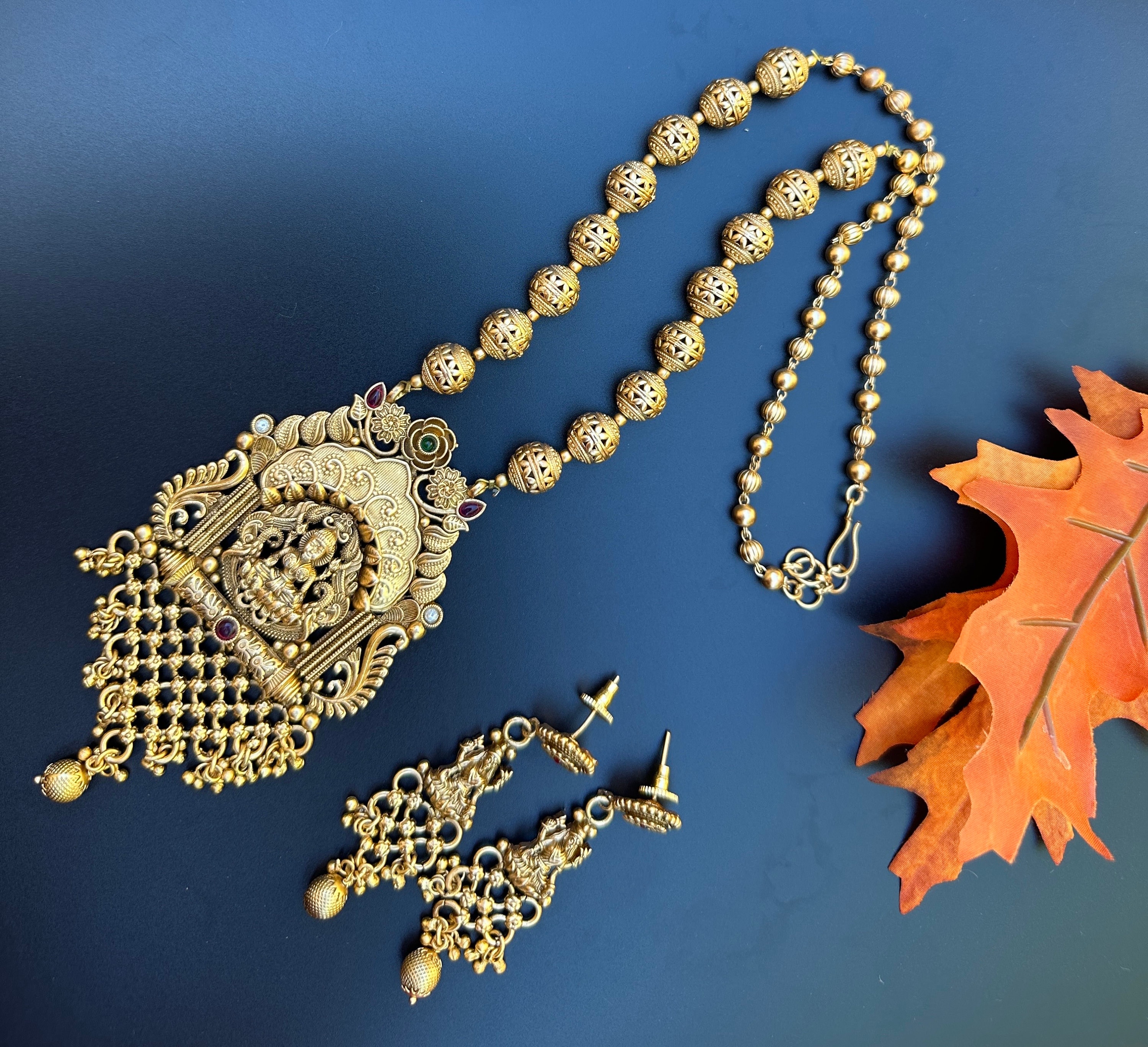 One Gram Gold Long Temple Jewelry Set Temple Jewelry - Etsy