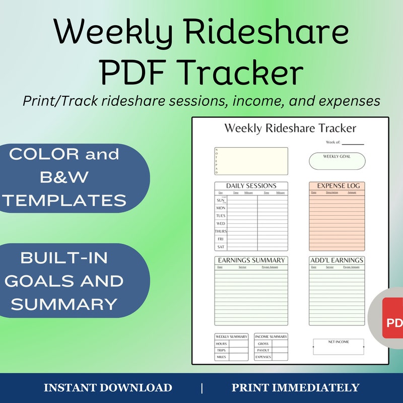 Rideshare Spreadsheet - Etsy