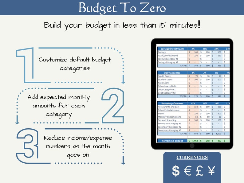 Simple Monthly Annual Digital Budget Spreadsheet Excel Template ...