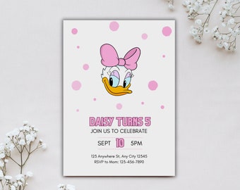 Daisy Duck Invitation, Girl Daisy Birthday Party Invite, Editable ...