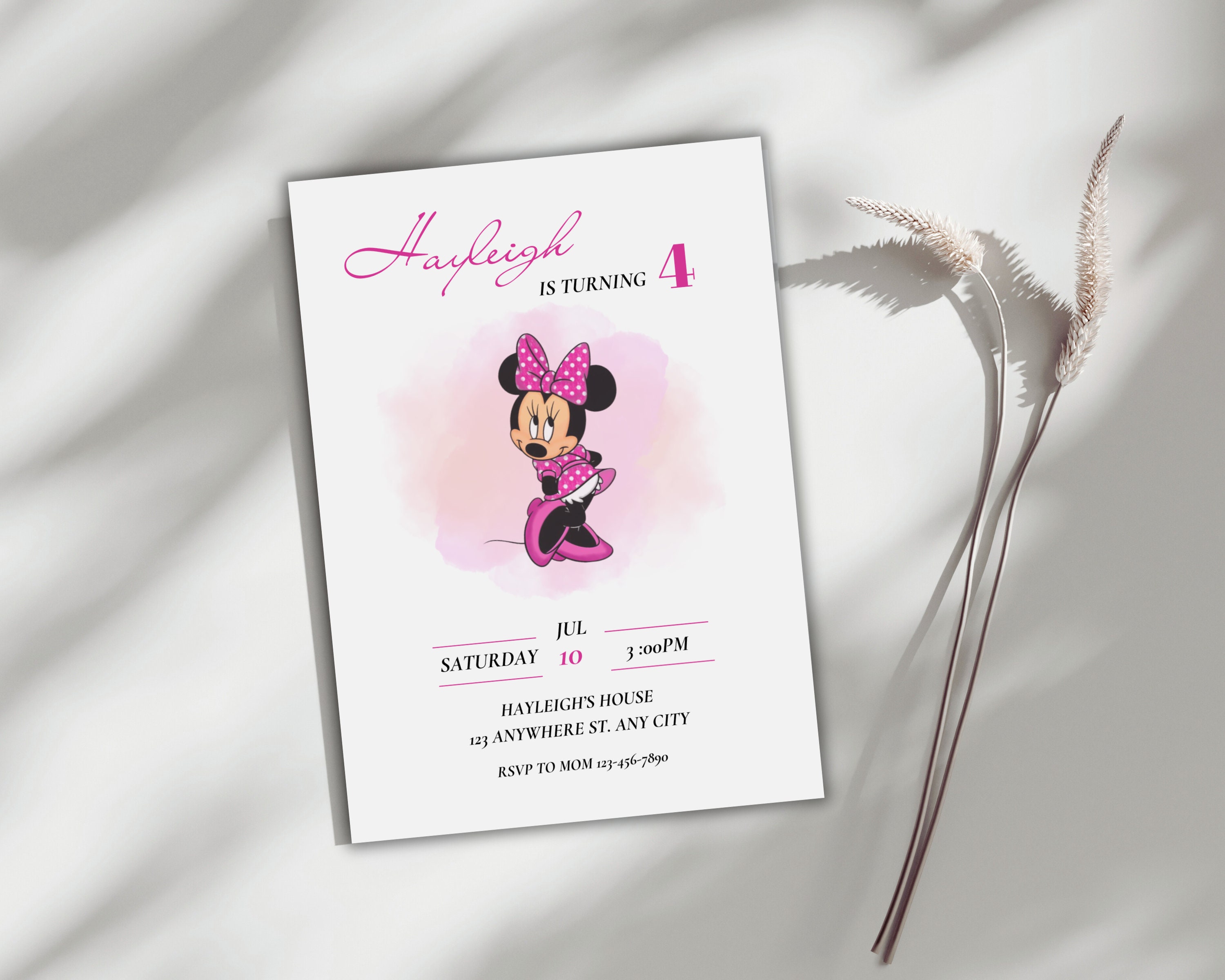 Minnie Mouse Digital Birthday Invitation - Etsy