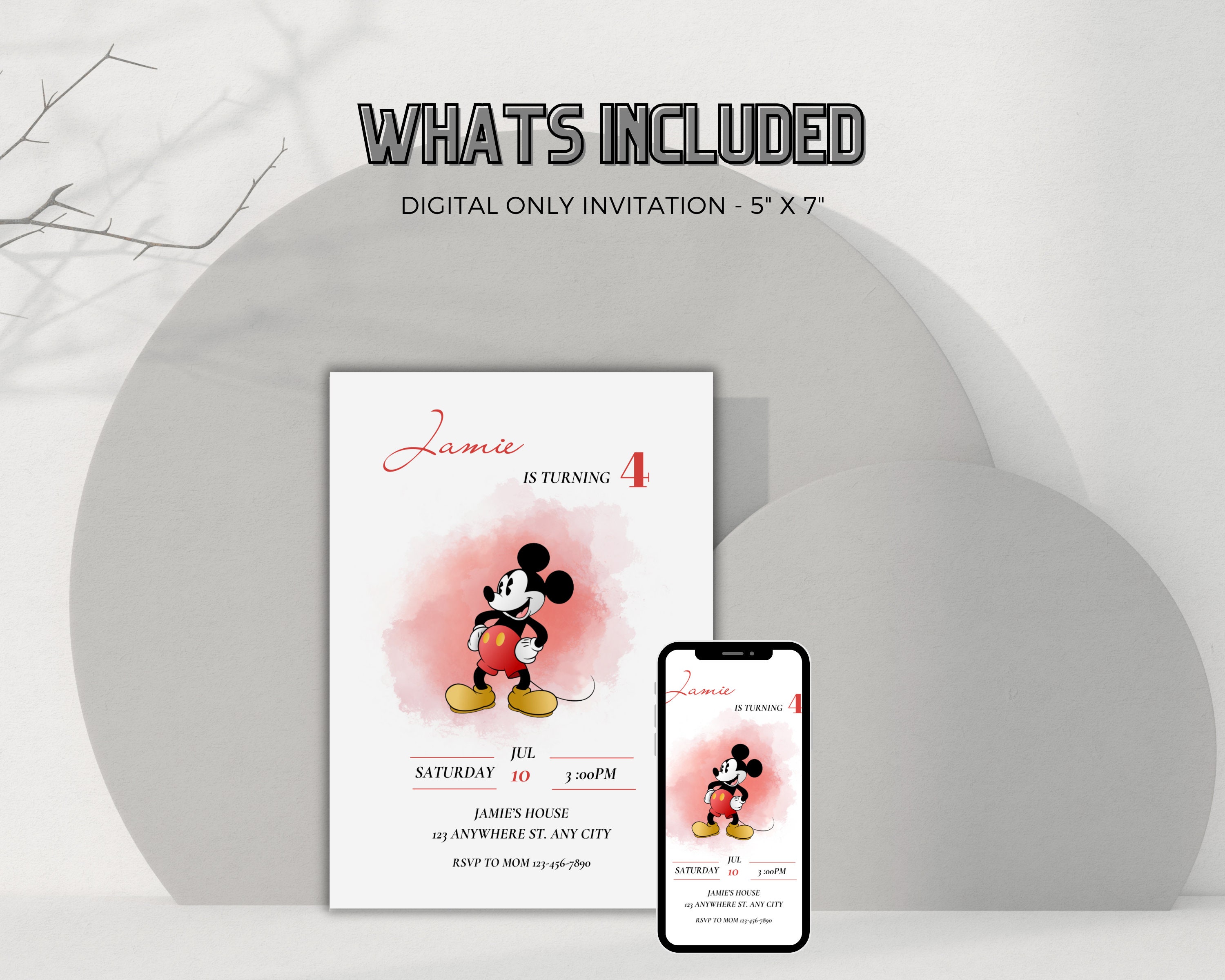 Mickey Mouse Digital Birthday Invitation - Etsy