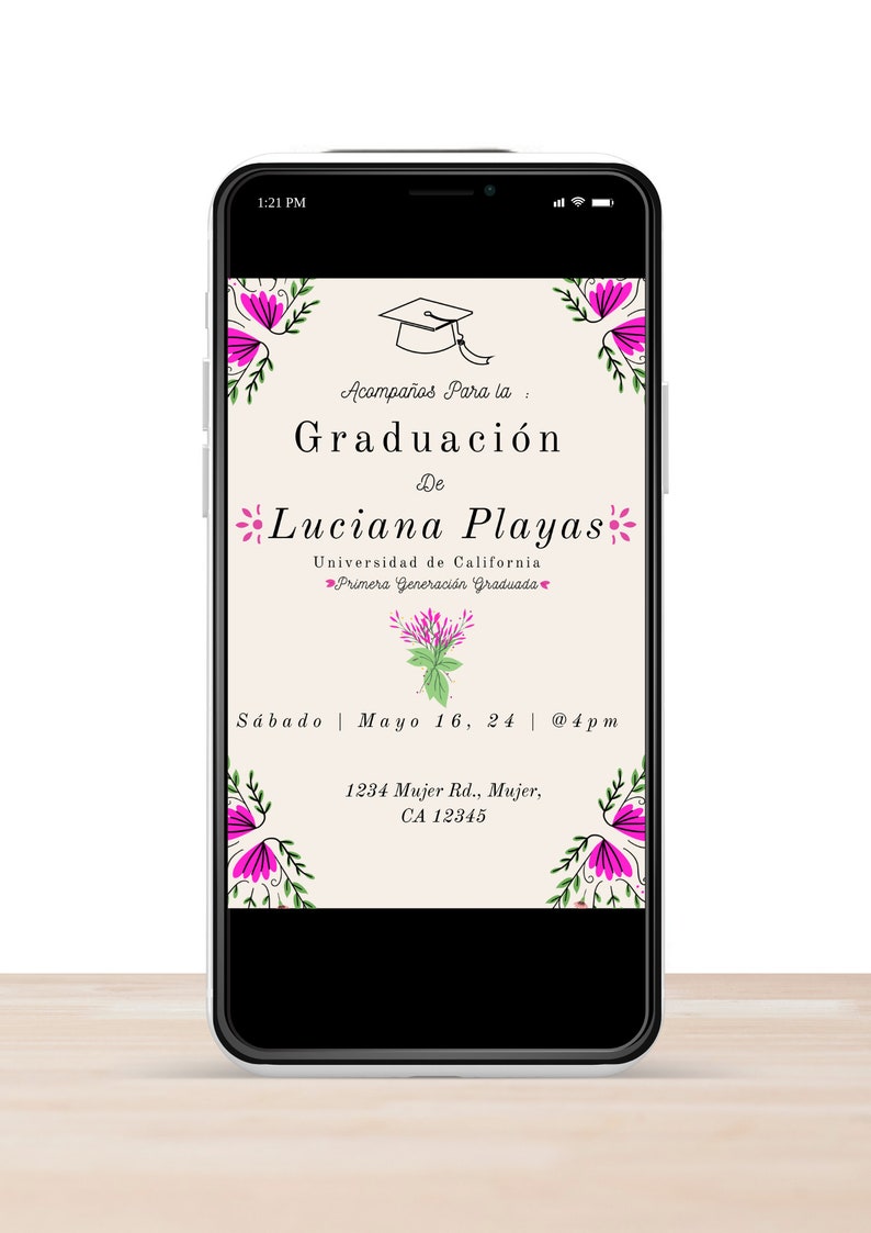 Graduation Invite: Latina/mexican Floral Inspo EDITABLE ESP/SPAN - Etsy