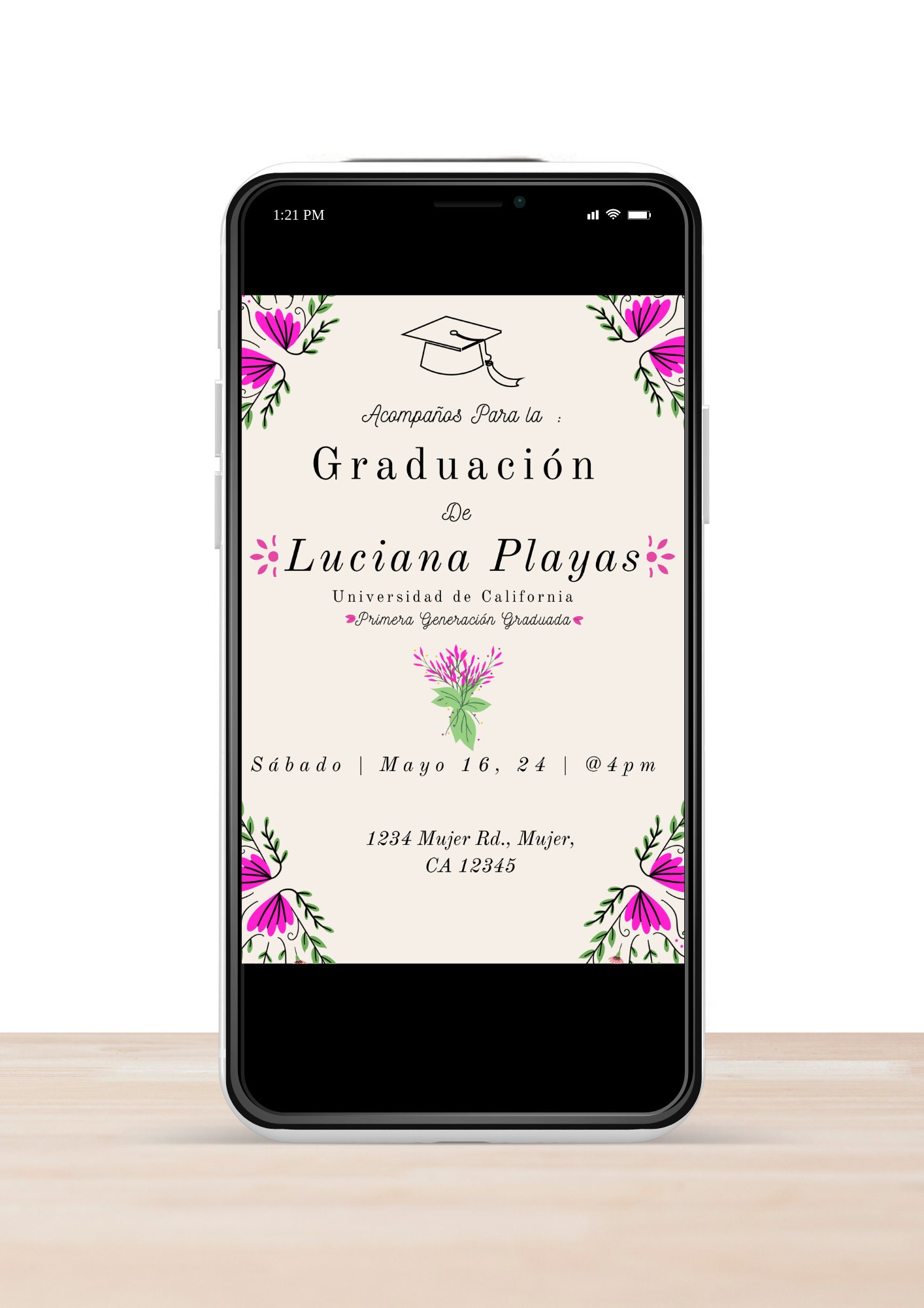 Graduation Invite: Latina/mexican Floral Inspo EDITABLE ESP/SPAN - Etsy