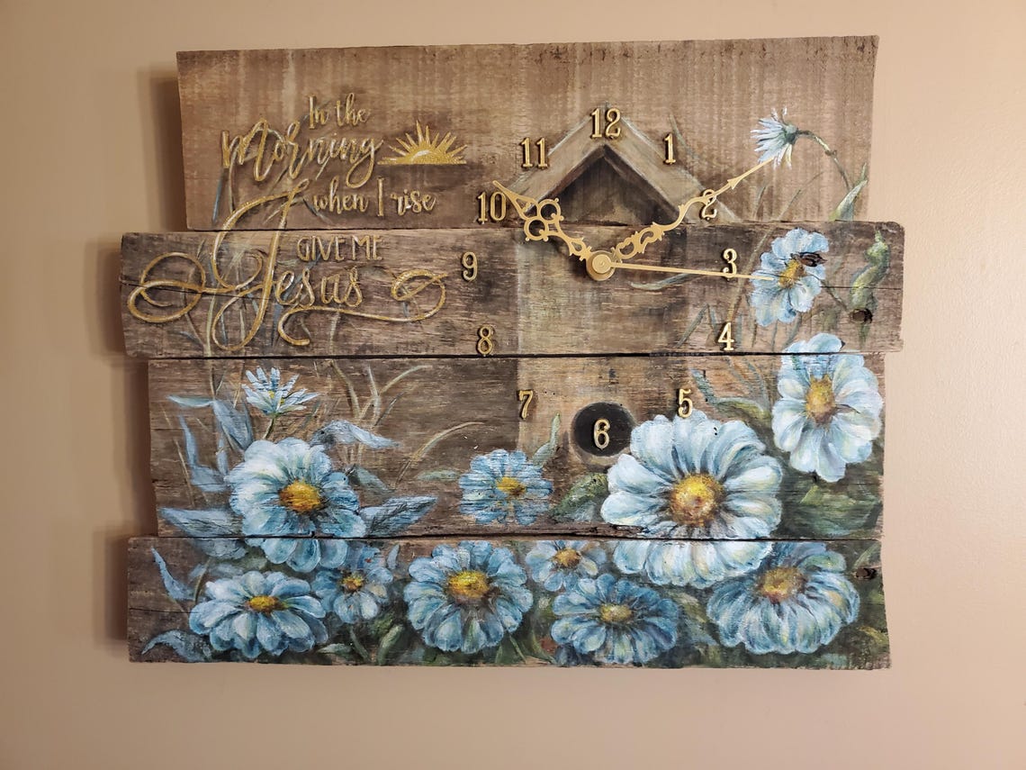 Rustic Daisy Clock - Etsy
