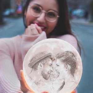 Personalized Photo Moon 3D Lamp With 16 Color Remote and Tap Sensor ...