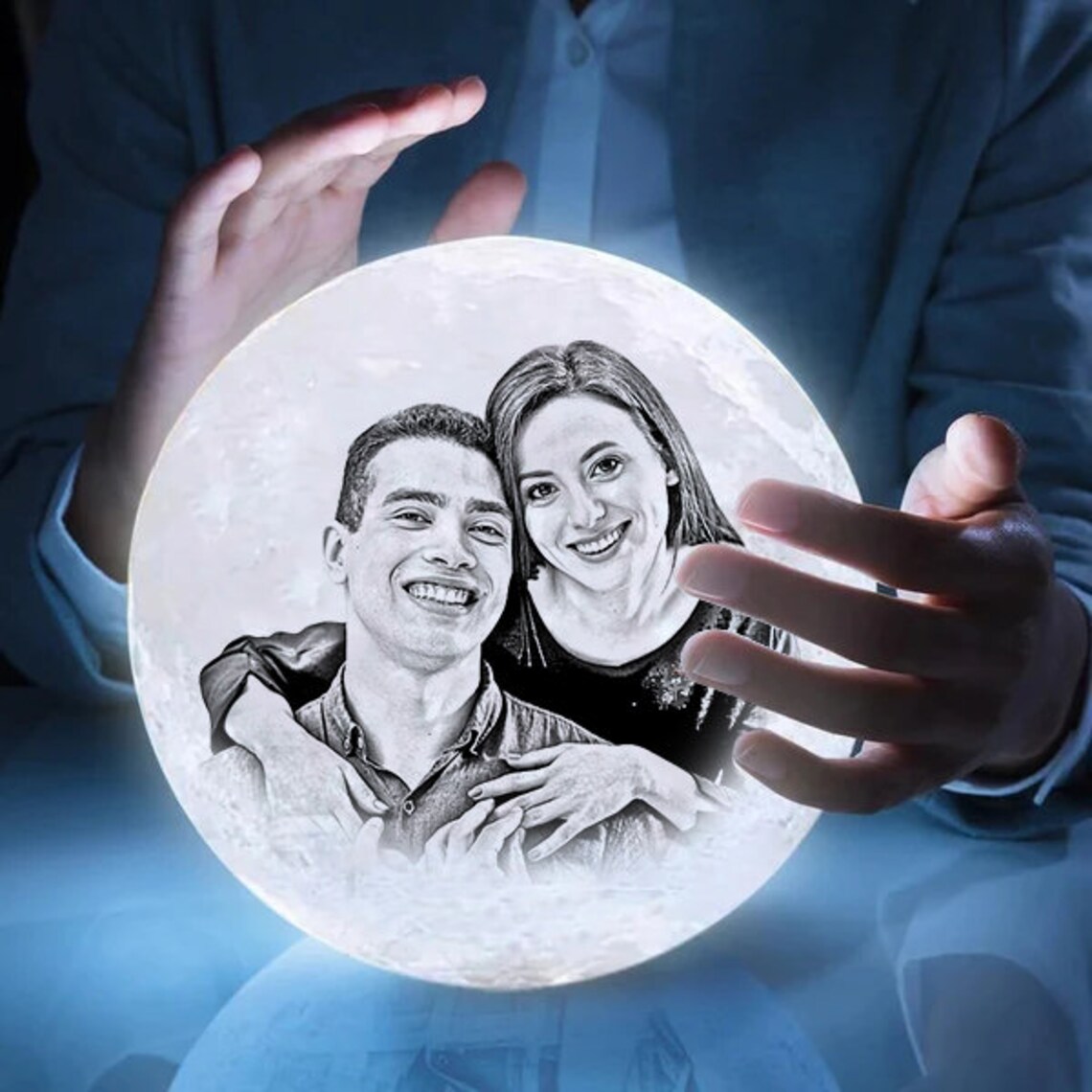 Personalized Photo Moon 3D Lamp With 16 Color Remote and Tap Sensor ...
