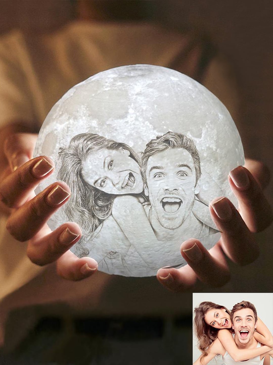 Personalized Photo Moon 3D Lamp With 16 Color Remote and Tap Sensor ...