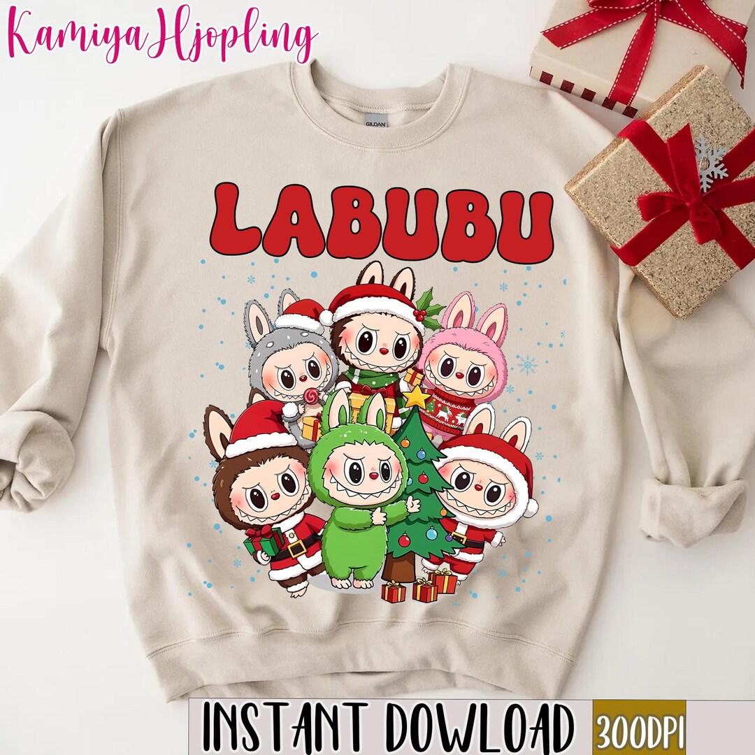 02 Labubu Christmas PNG Bundle, Cute Cartoon Bunny Holiday Clipart ...