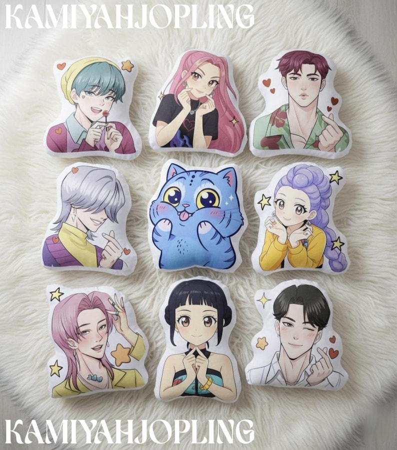 Cute Chibi Huntrix Valentine Pillow, Rumi Mira Zoey Saja Jinu Mystery ...