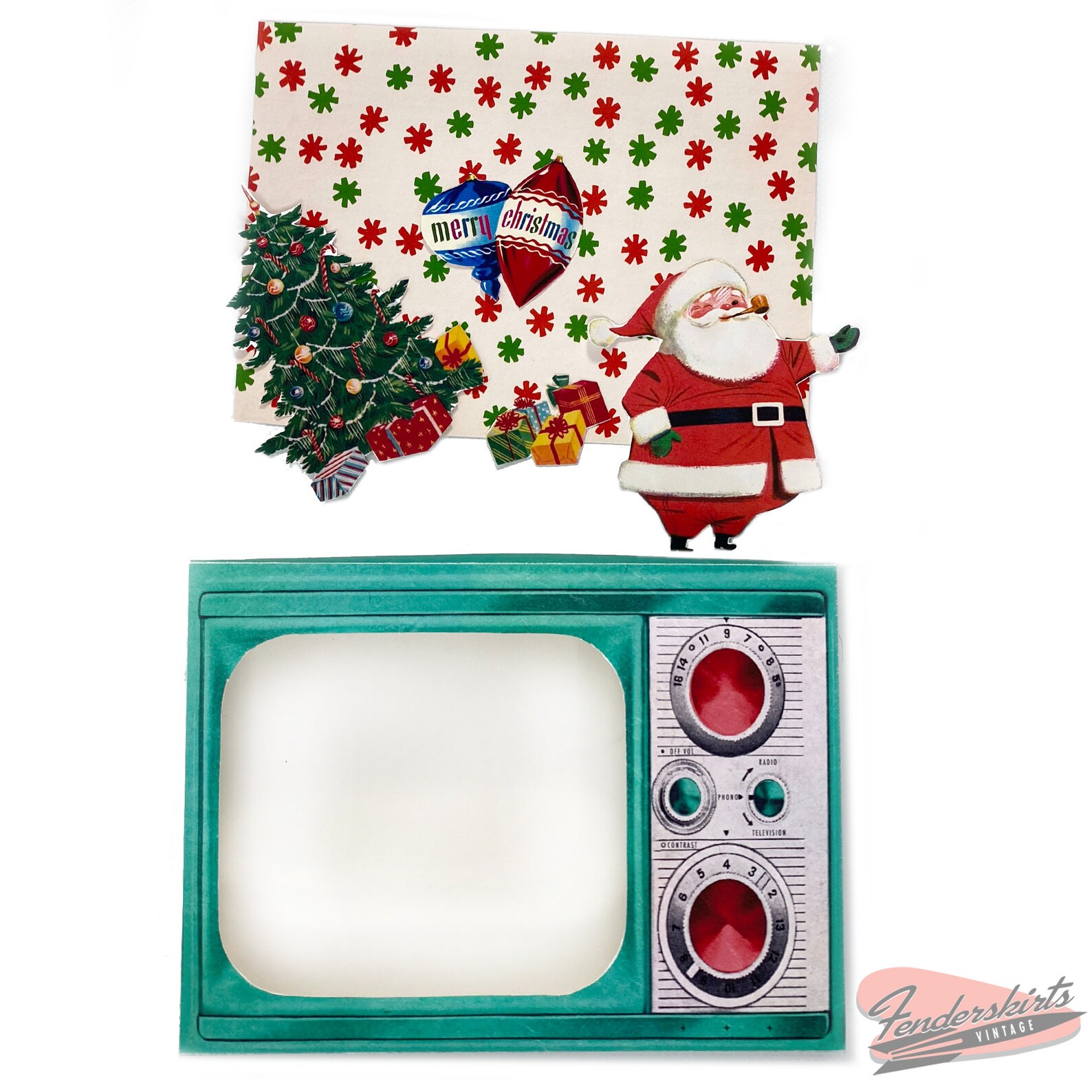 DIGITAL Vintage Christmas Santa Retro TV Mid Century Craft File ...