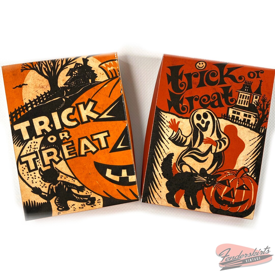 DIGITAL Vintage Halloween Trick or Treat Duo Small Box Craft File ...
