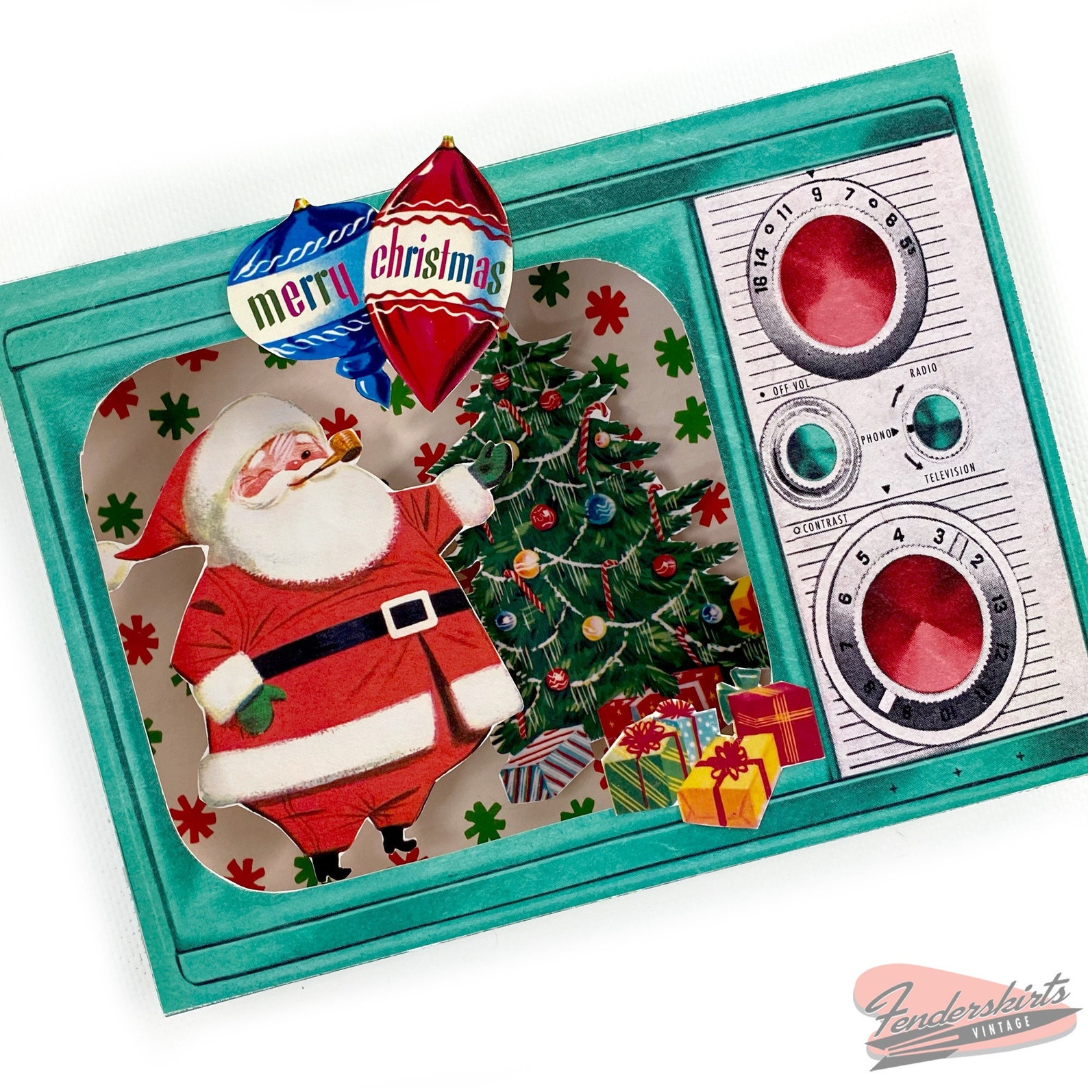 DIGITAL Vintage Christmas Santa Retro TV Mid Century Craft - Etsy