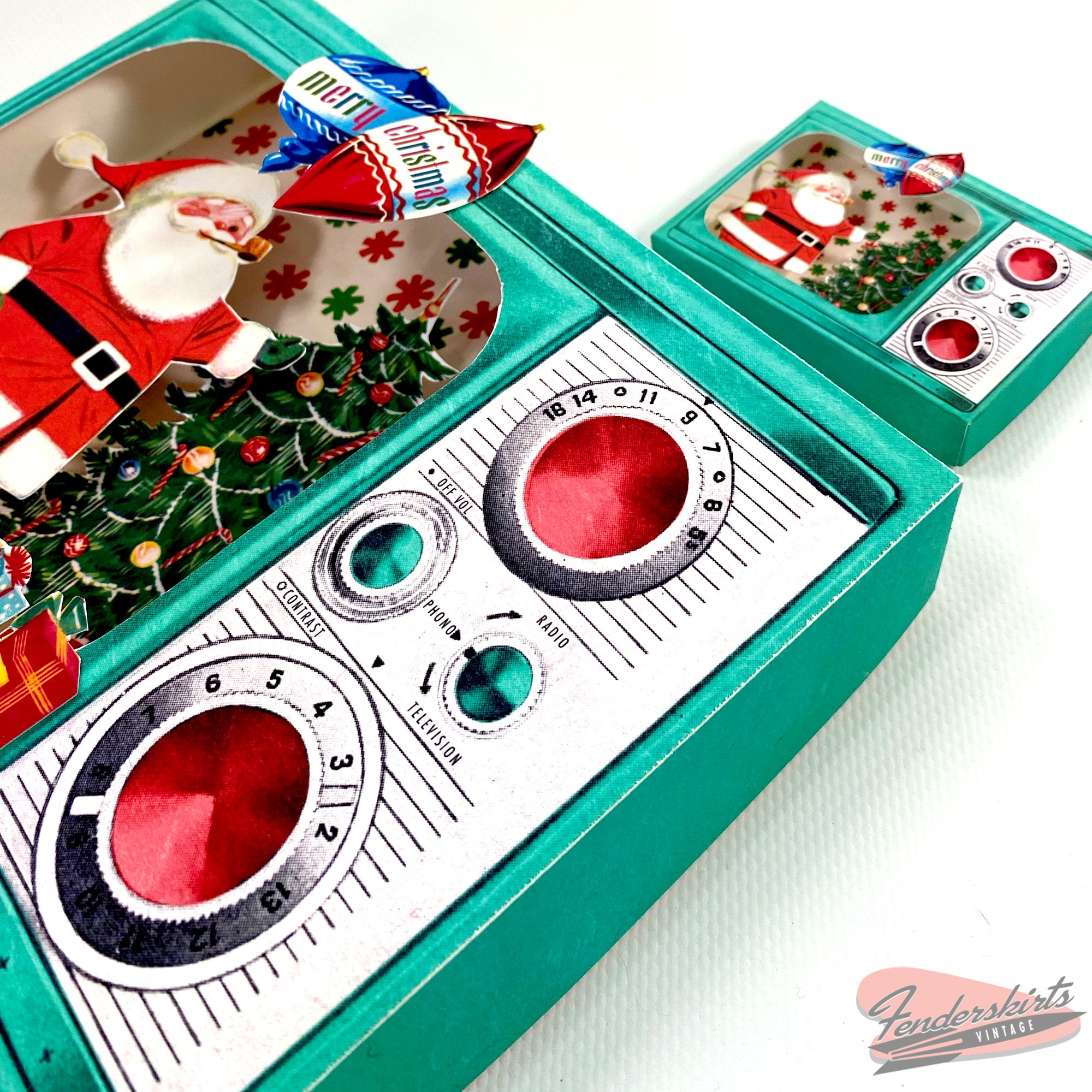 DIGITAL Vintage Christmas Santa Retro TV Mid Century Craft File ...