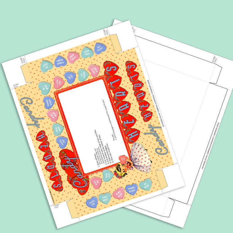 DIGITAL Vintage Valentine's Day Candy Hearts Box Craft - Etsy