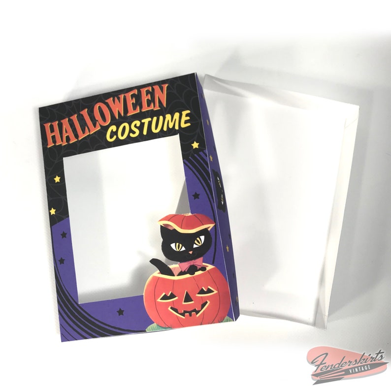 DIGITAL Vintage Halloween Kitty Cat Costume Box Craft Vignette File ...