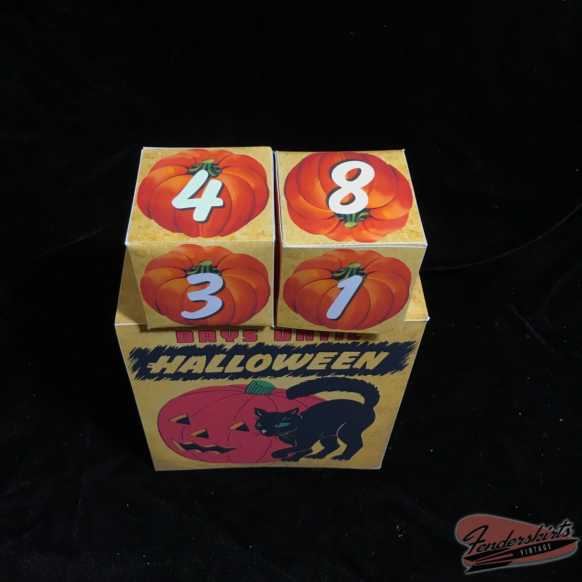 DIGITAL Vintage Black Cat Pumpkin Countdown to Halloween Days | Etsy