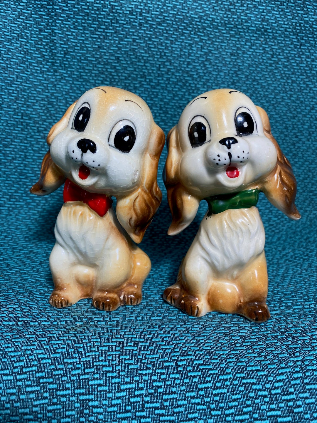 Vintage Pair Commodore Cocker Spaniel Dog Ceramic Salt Pepper Shakers ...
